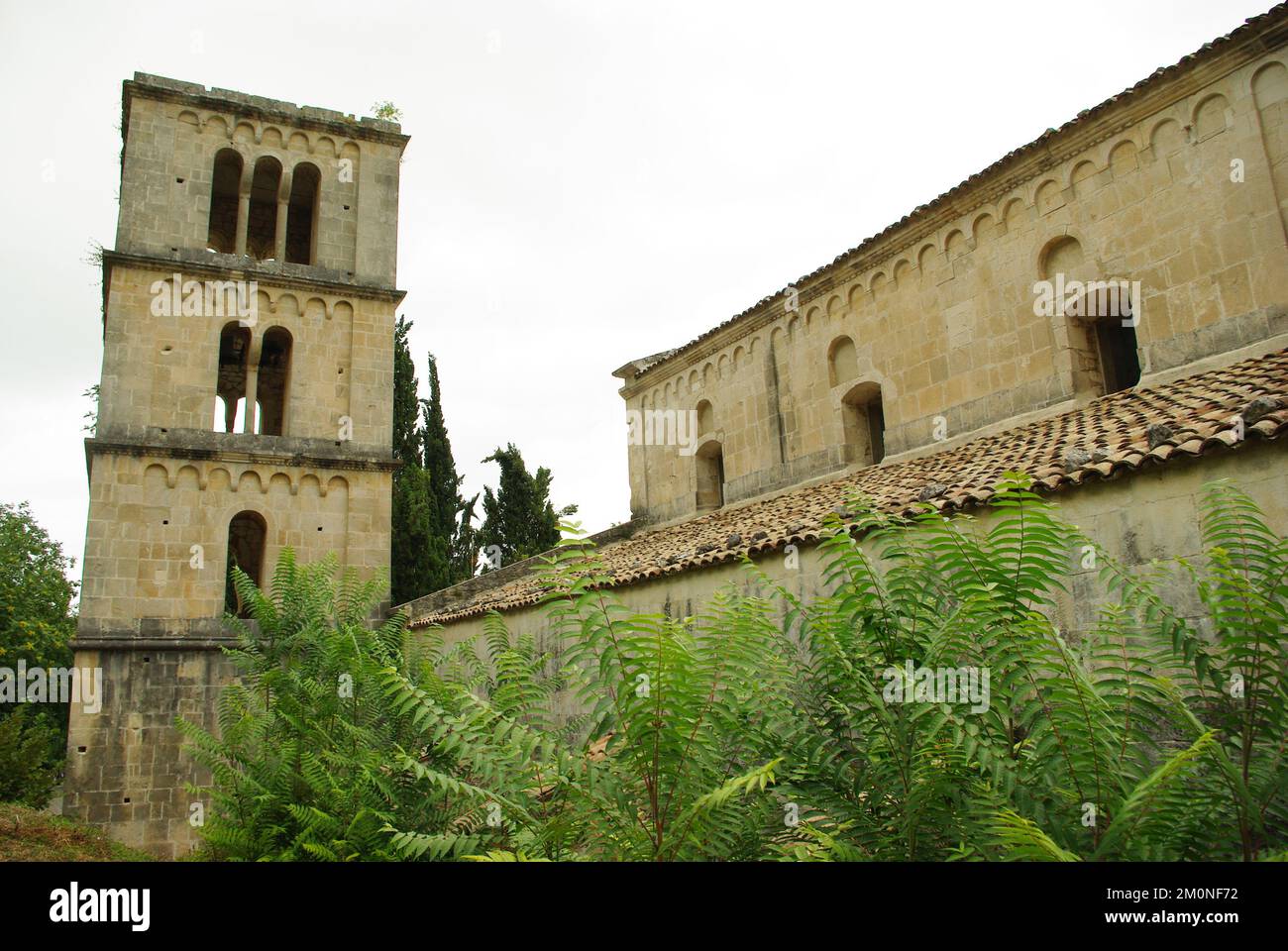 The majestic bell tower of the abbey of San Liberatore in Maiella ...