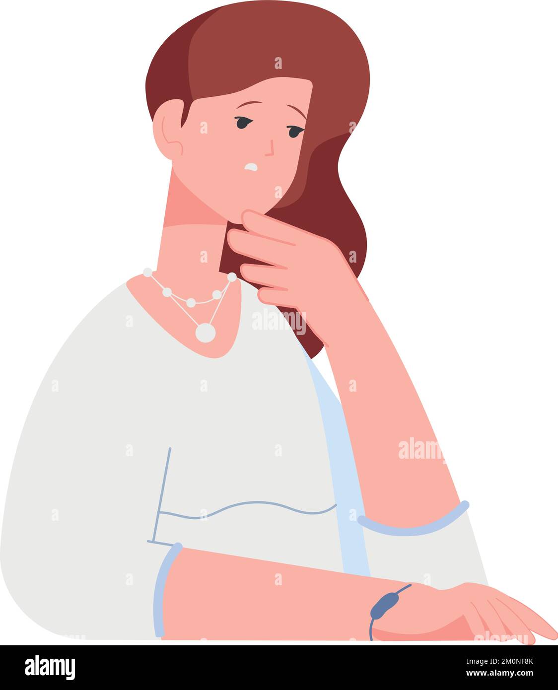 Sad woman thinking. Stressed person. Worried character isolated on ...