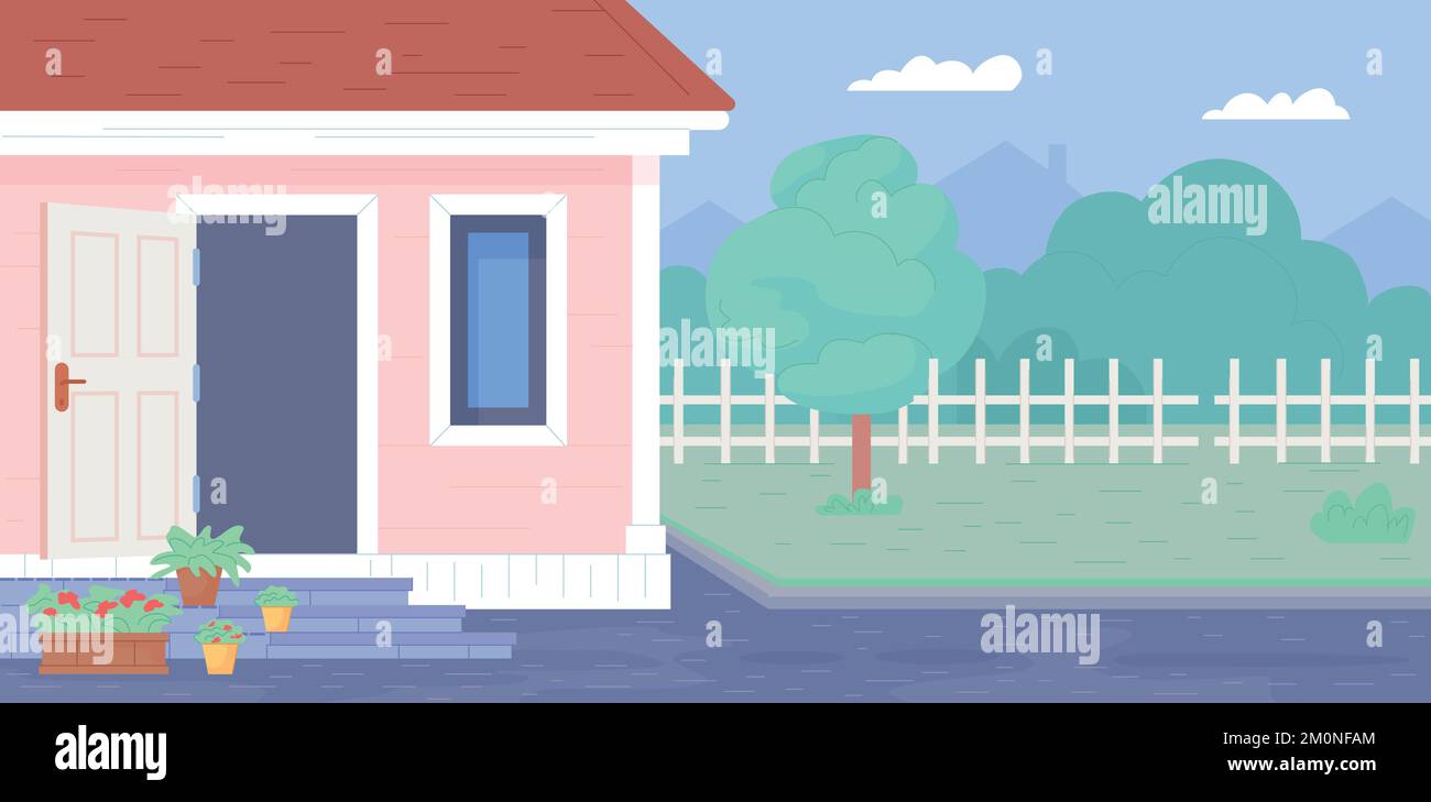 House front yard background. Suburban building lawn and driveway ...