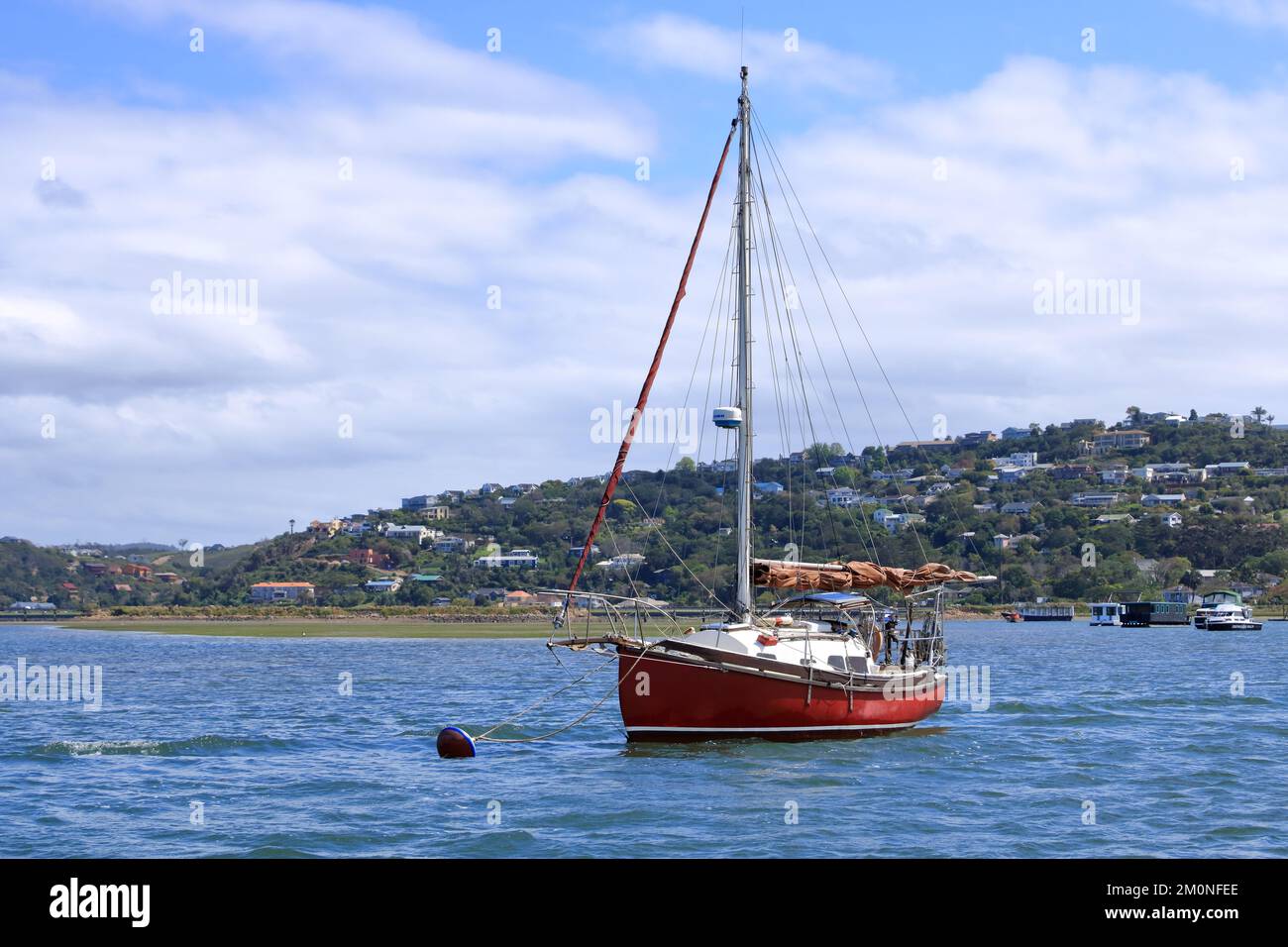 Boats on Knysna Lagoon looking towards Knysna Heads, Garden Route in ...