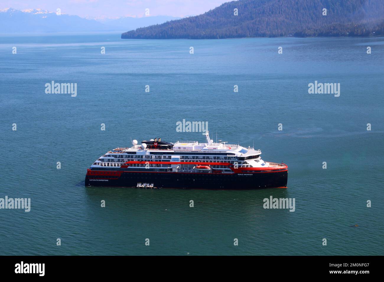 MS Roald Amundsen at anchor in Le Conte Bay, Alaska Stock Photo - Alamy