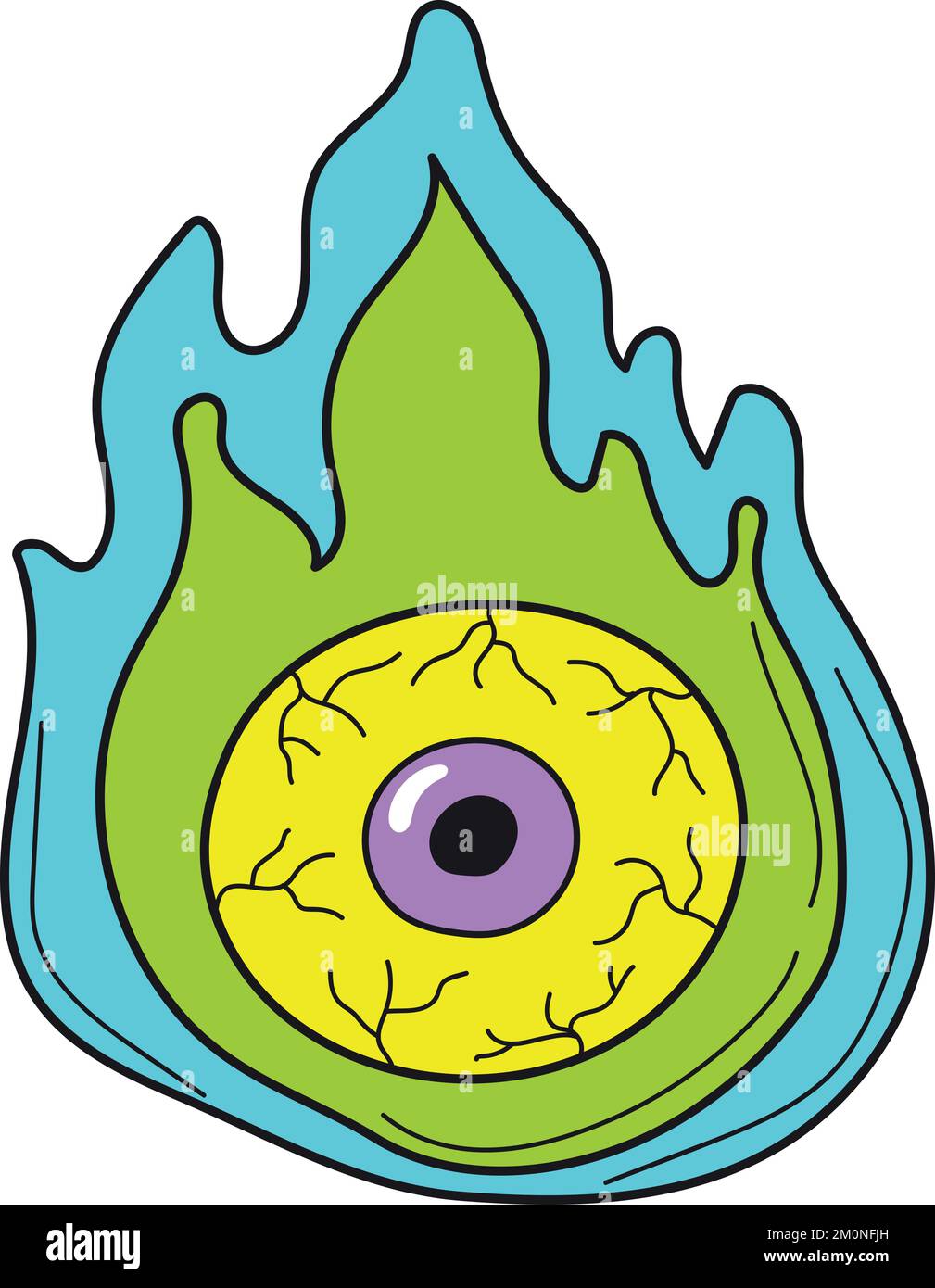 Eye in magic fire flame. Surrealism art. Psychedelic sticker isolated ...