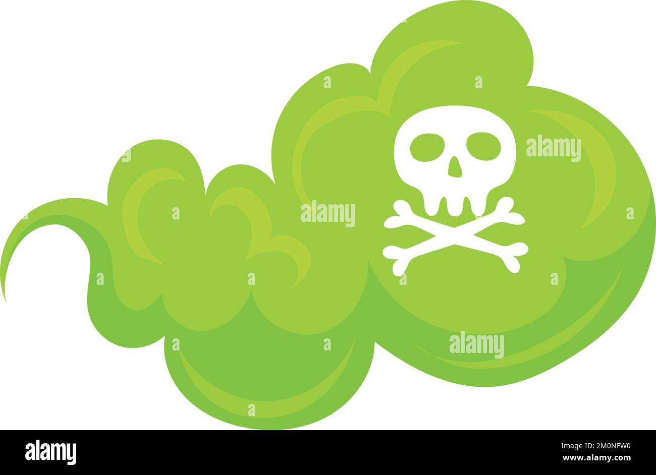 Toxic green smoke with deadly skull. Poison cloud isolated on white ...