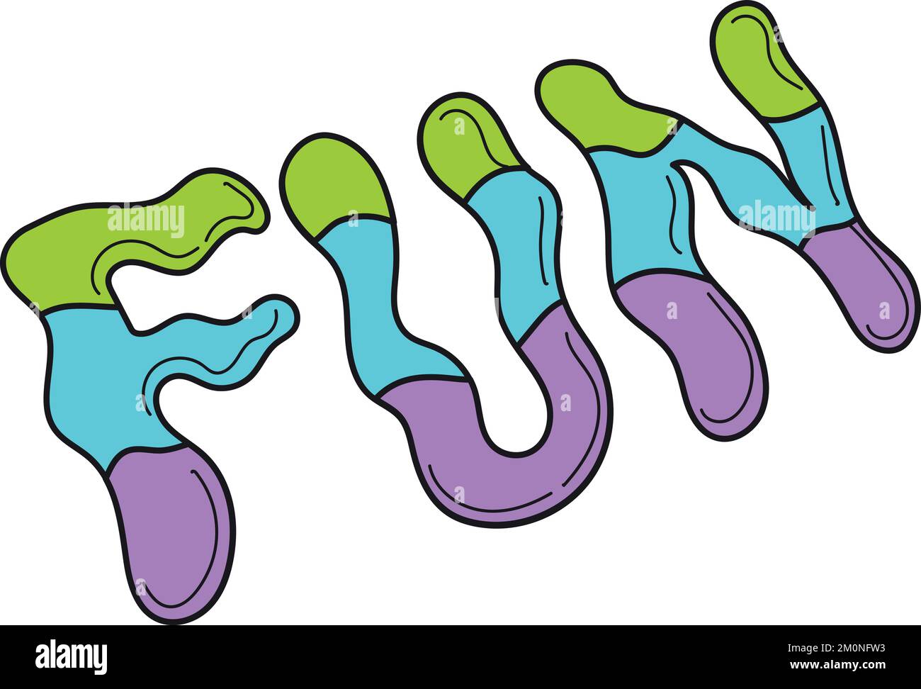 Fun word in neon surreal style. Trendy psychedelic sticker isolated on ...