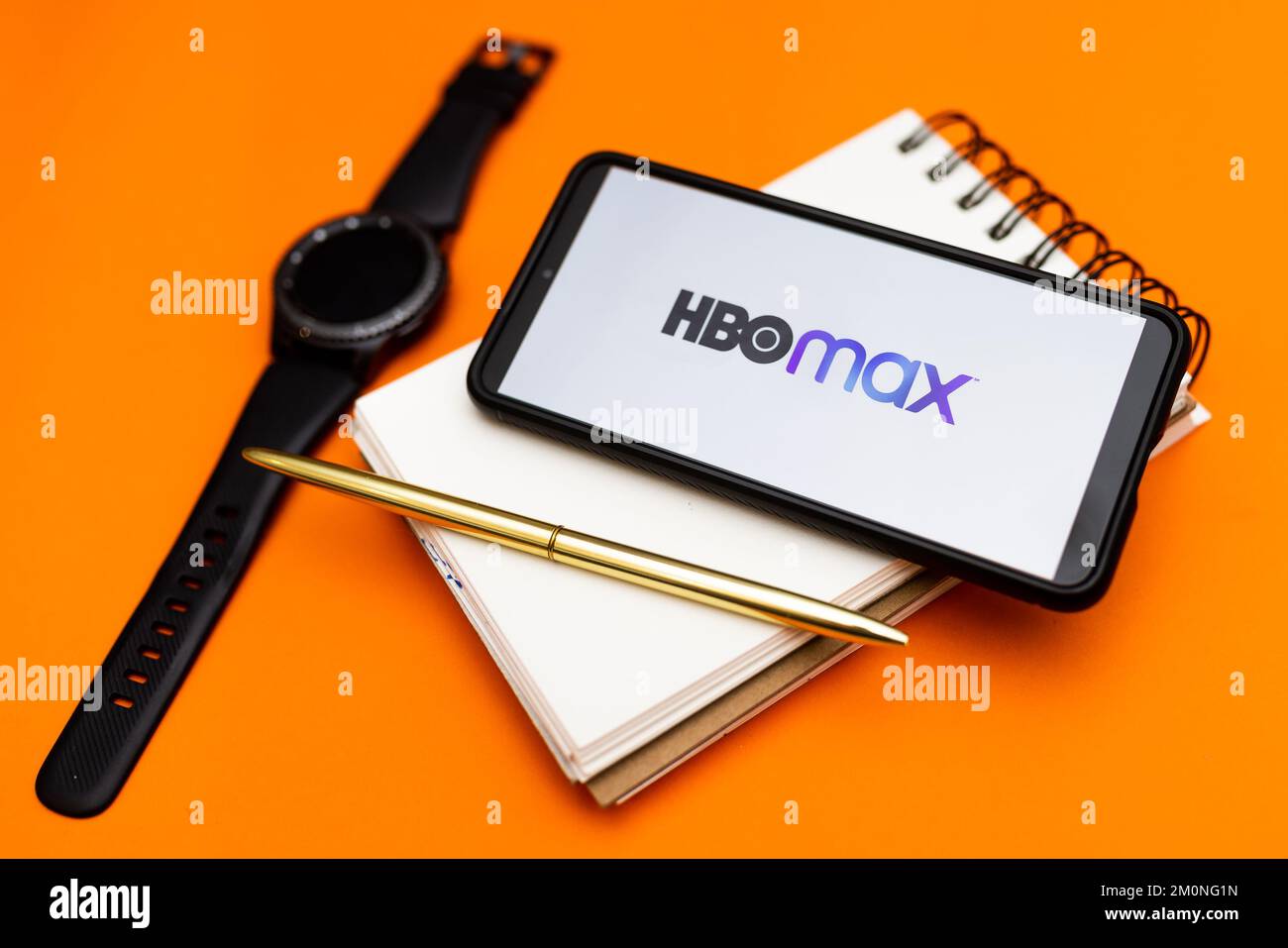 Poland. 7th Dec, 2022. In this photo illustration a HBO Max logo seen ...