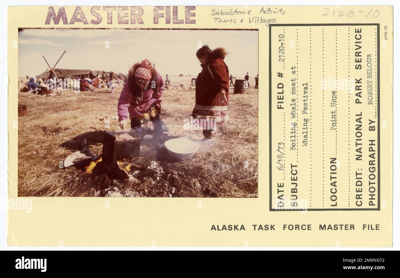 Boiling whale meat at Whaling Festival. Alaska Task Force Photographs ...