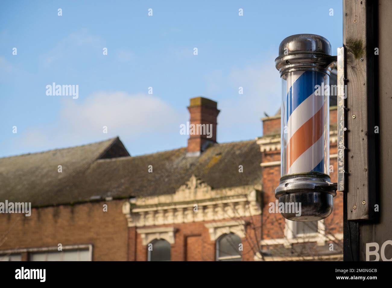 Classic barber shop sign, attractive red white blue rotary light to ...