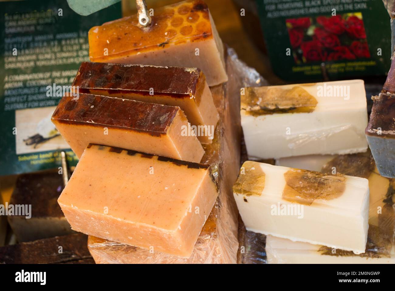 Collection of bars of fragrant hand made organic soap Stock Photo - Alamy