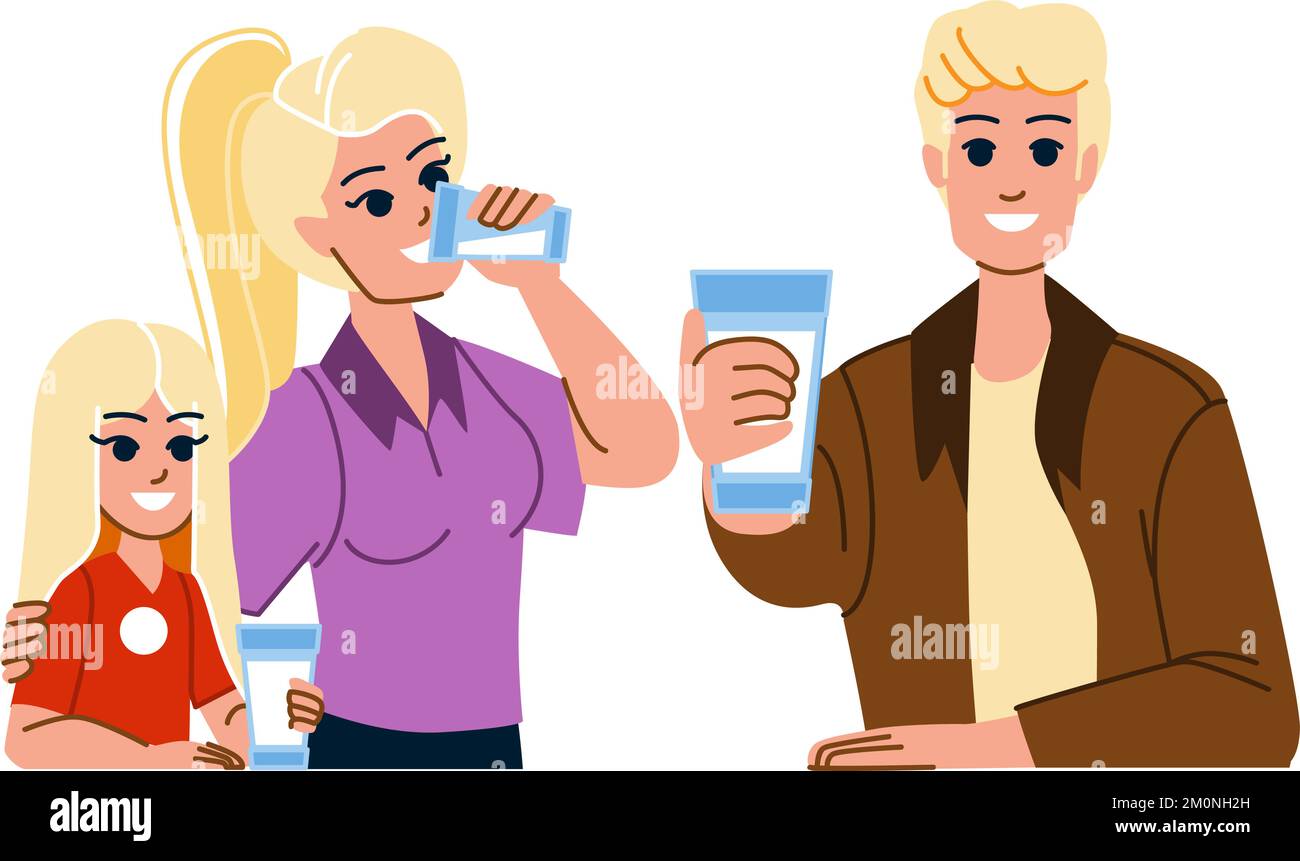 family drinking water vector Stock Vector Image & Art - Alamy