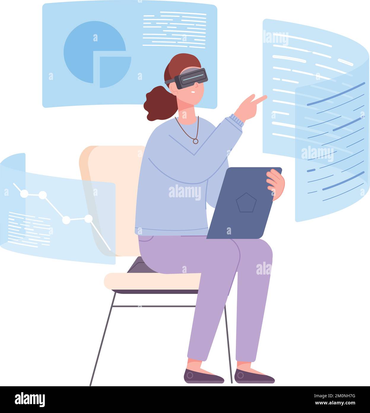 Virtual workplace. Digital reality. Business work simulation isolated ...