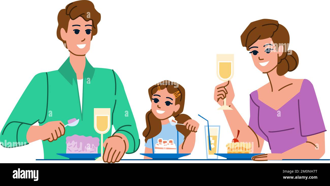 family eating restaurant vector Stock Vector Image & Art - Alamy