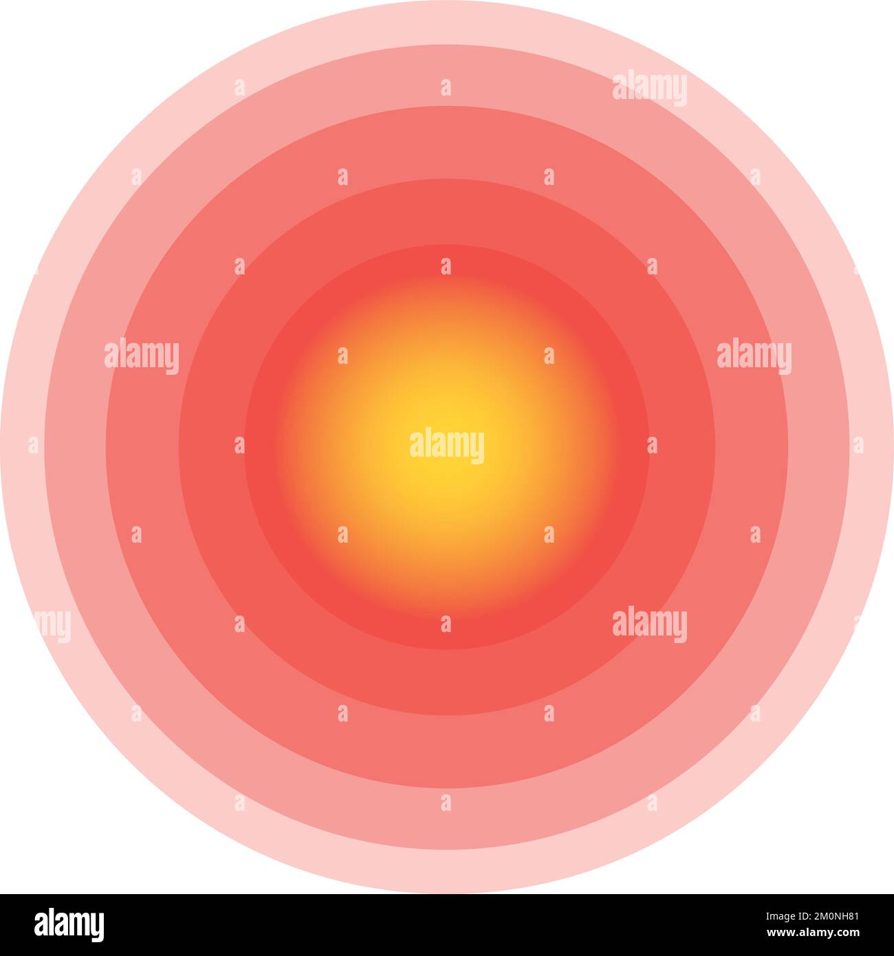 Red concentric circle target. Pain wave spot isolated on white ...