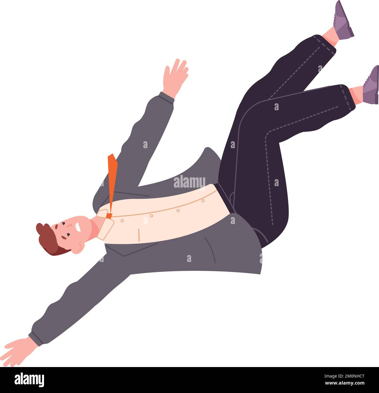 Failing businessman. Stressed office worker in drop fall isolated on ...