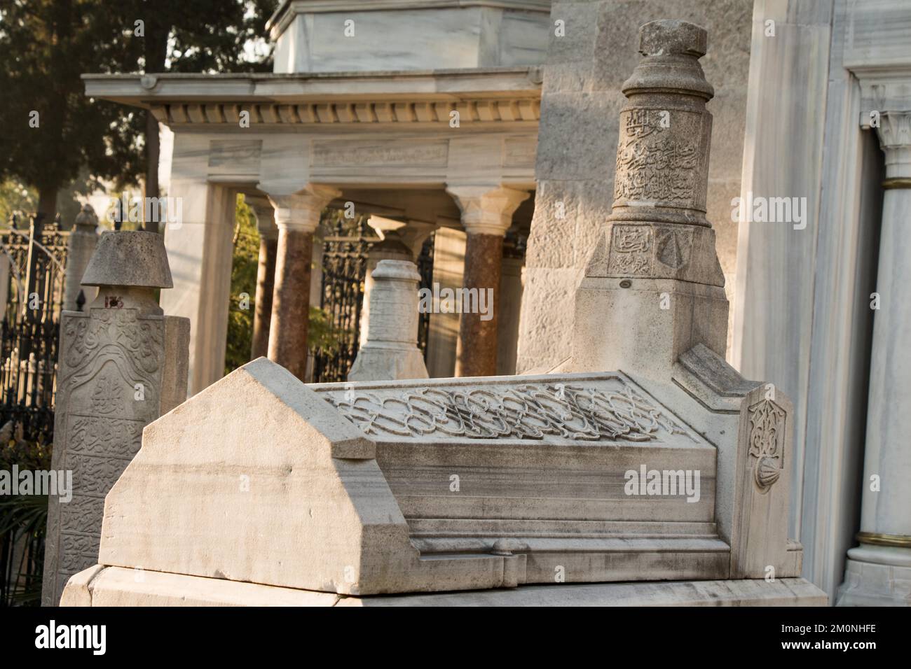 Art in stone of Ottomantime tomb in cemetery Stock Photo - Alamy