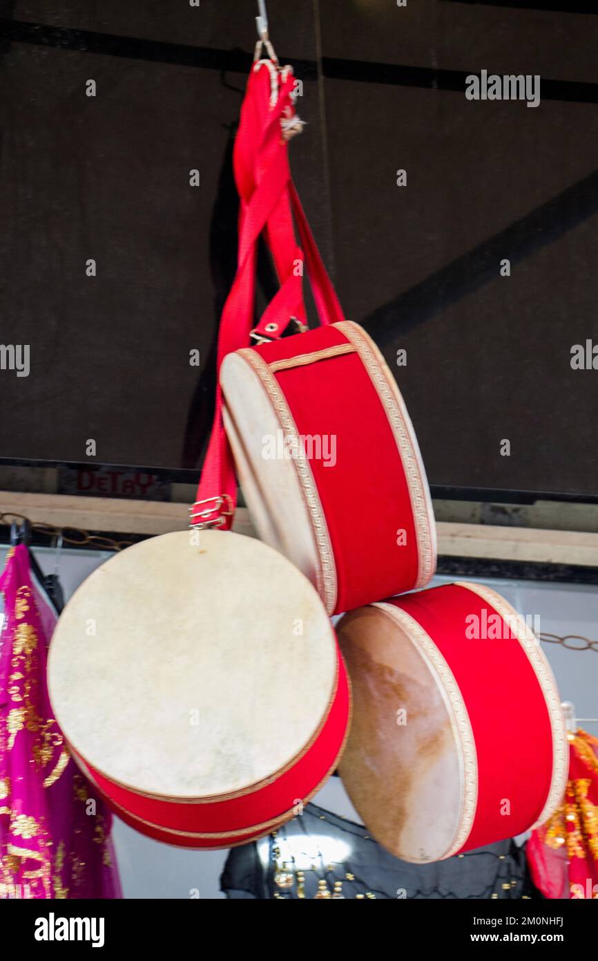 Traditional drums as an musical instrument in a market Stock Photo - Alamy