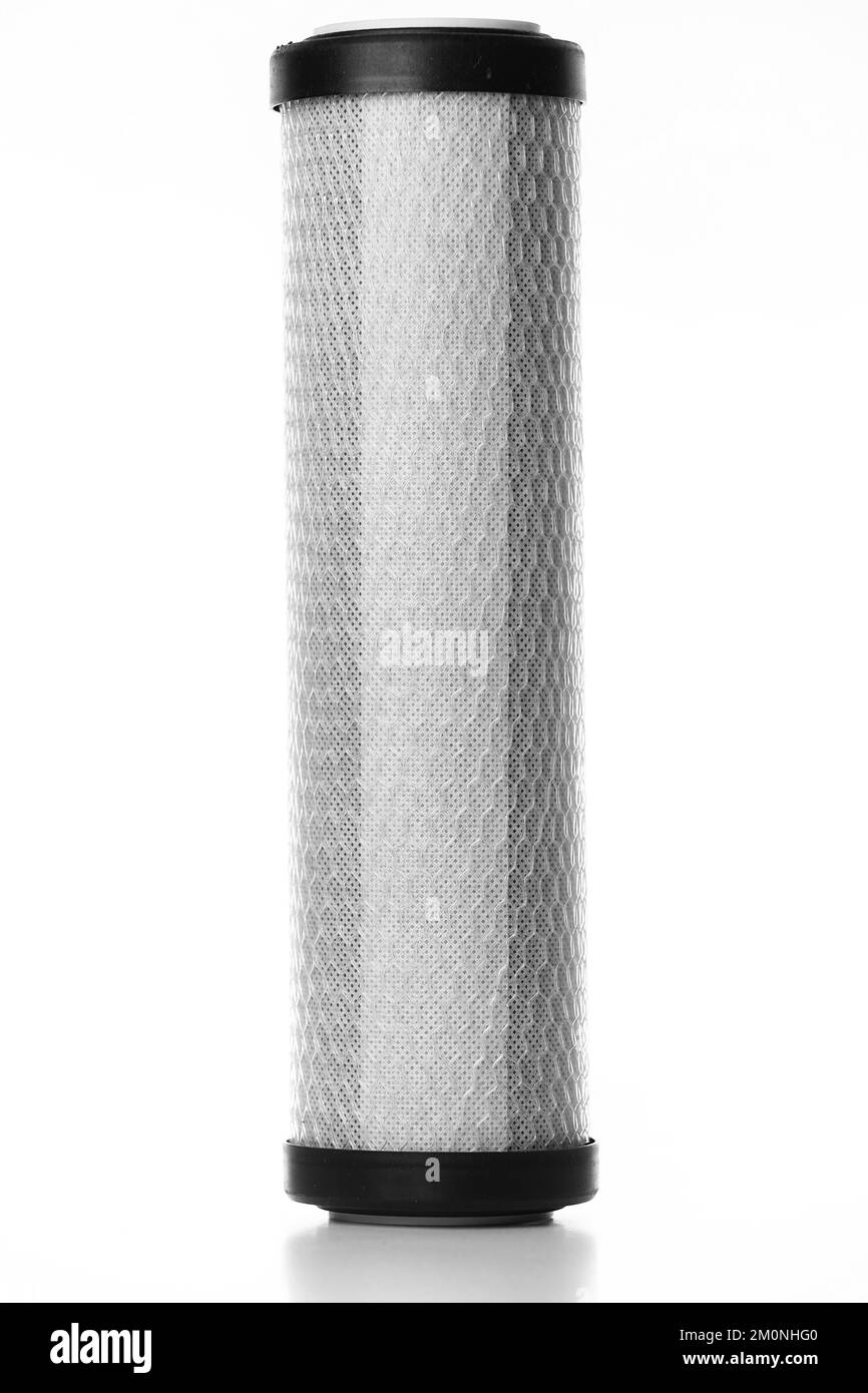 Carbon filter cartridge for house water filtration system isolated on ...