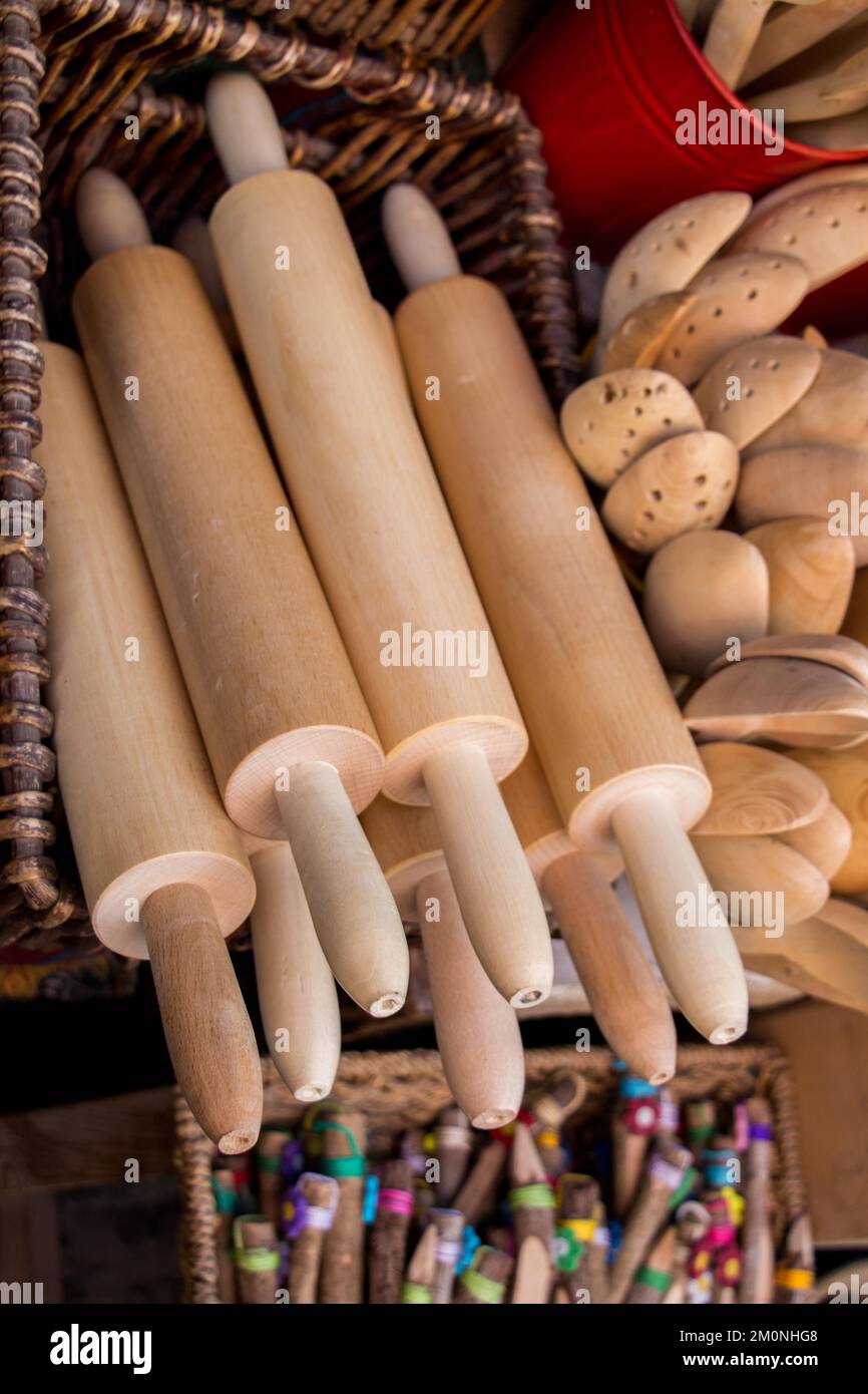 Rolling pins made of wood Stock Photo - Alamy