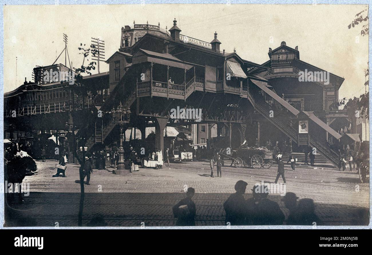 City Hall Elevated Station, New York City, circa 1900 Stock Photo - Alamy