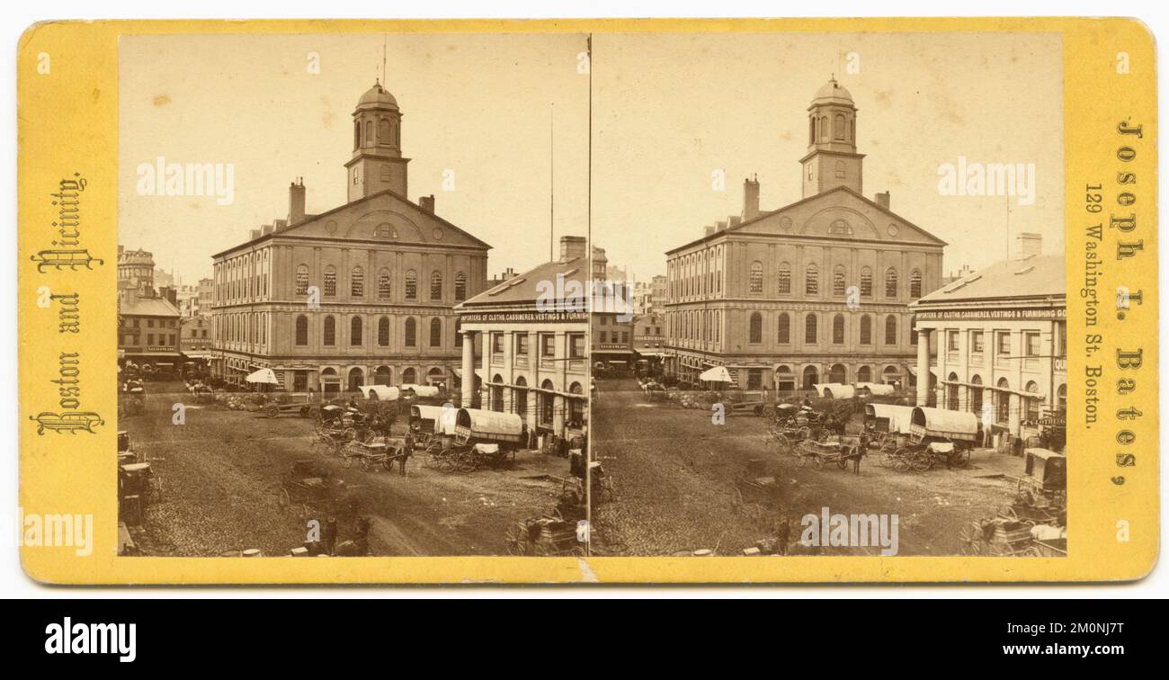 Stereoscopic view of Faneuil Hall, Boston, Massachusetts, circa 1870 ...