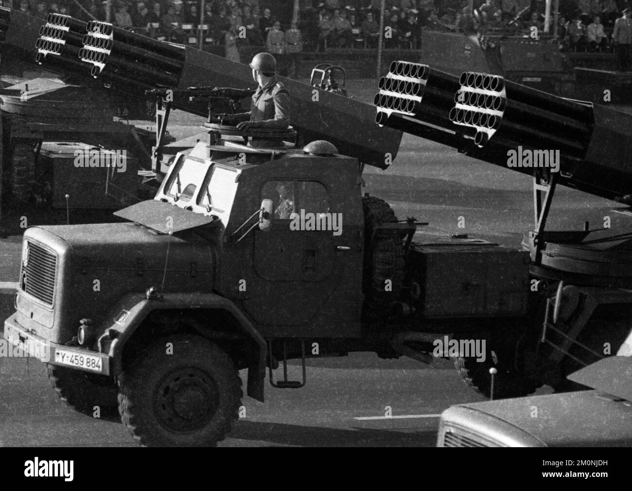 The field parade, a weapons display by all units of the Bundeswehr and ...