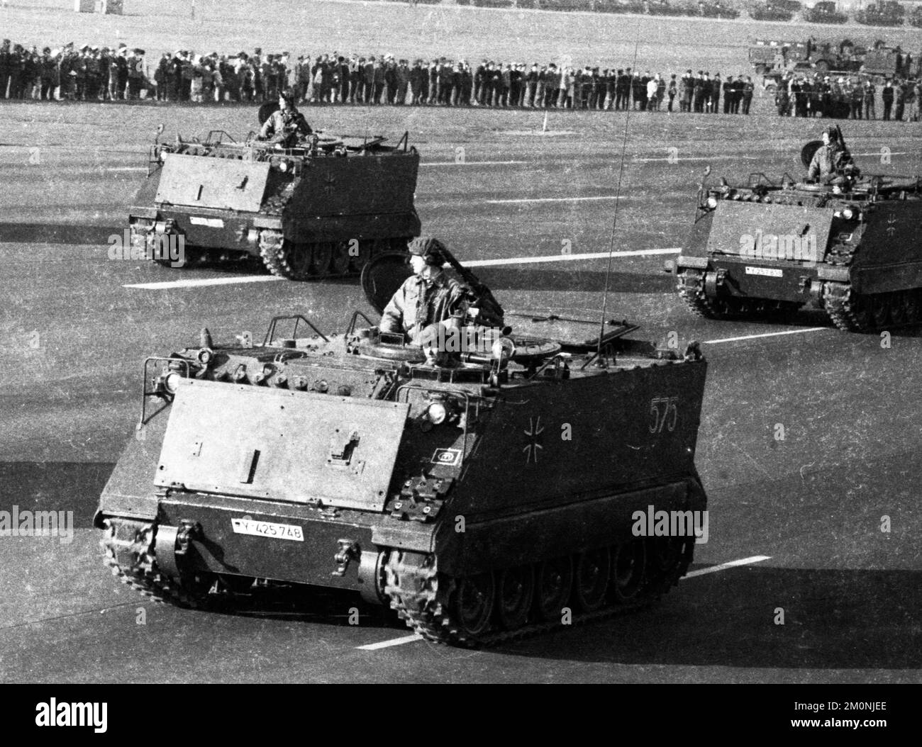 The field parade, a weapons display by all units of the Bundeswehr and ...