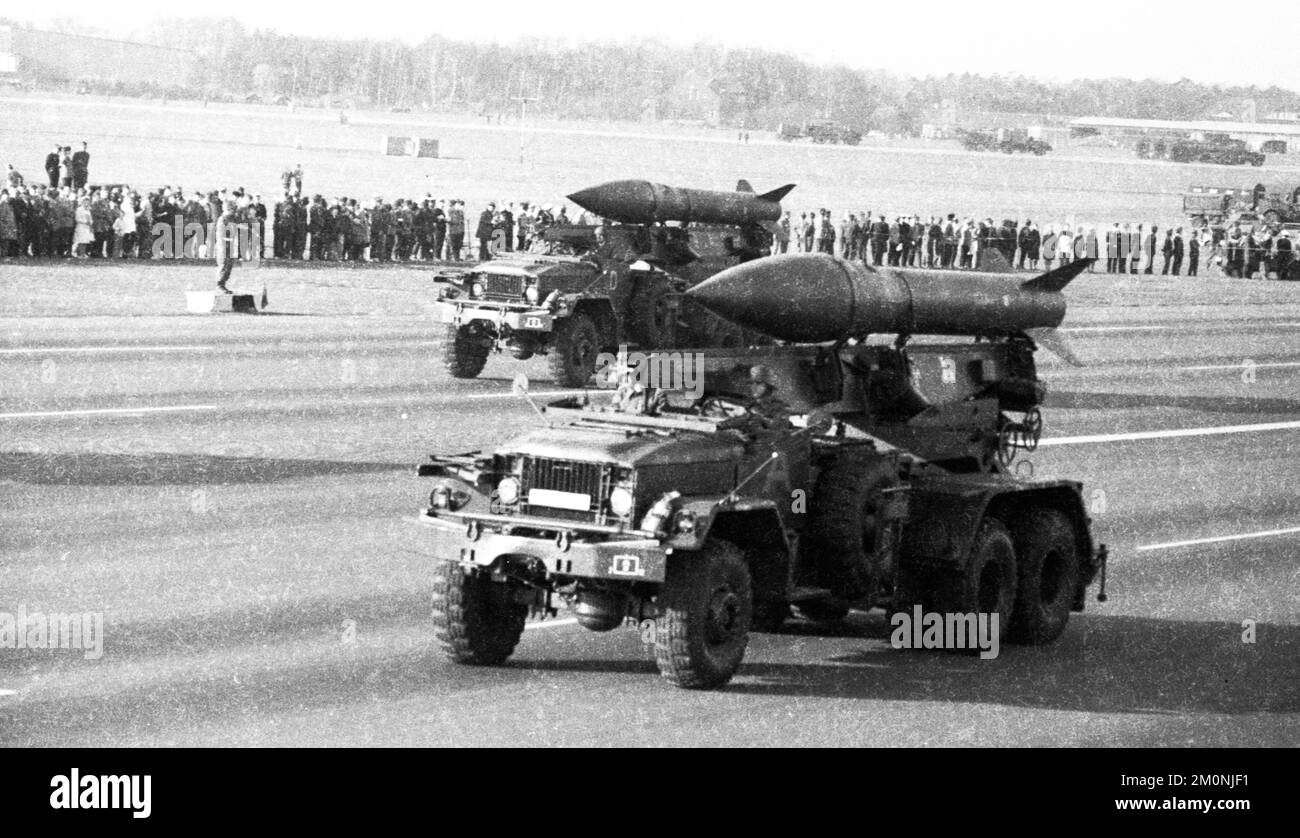 The field parade, a weapons display by all units of the Bundeswehr and ...