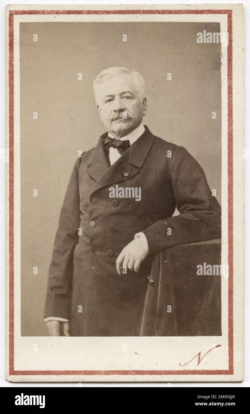 Portrait of French diplomat and entrepreneur Ferdinand de Lesseps (1805 - 1894), developer of ...