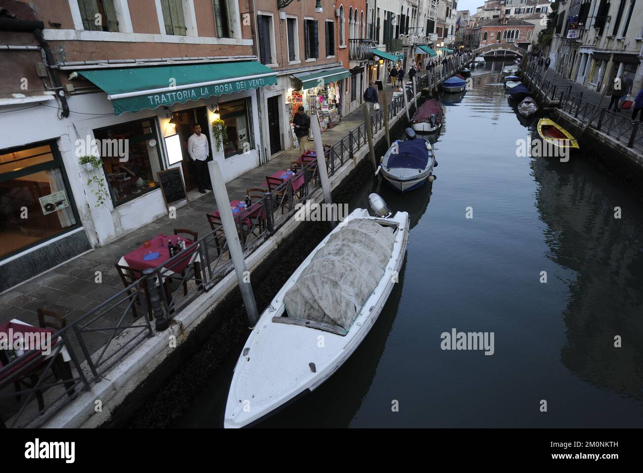Venezia Venice Italy, internal channel and rowboat Stock Photo - Alamy