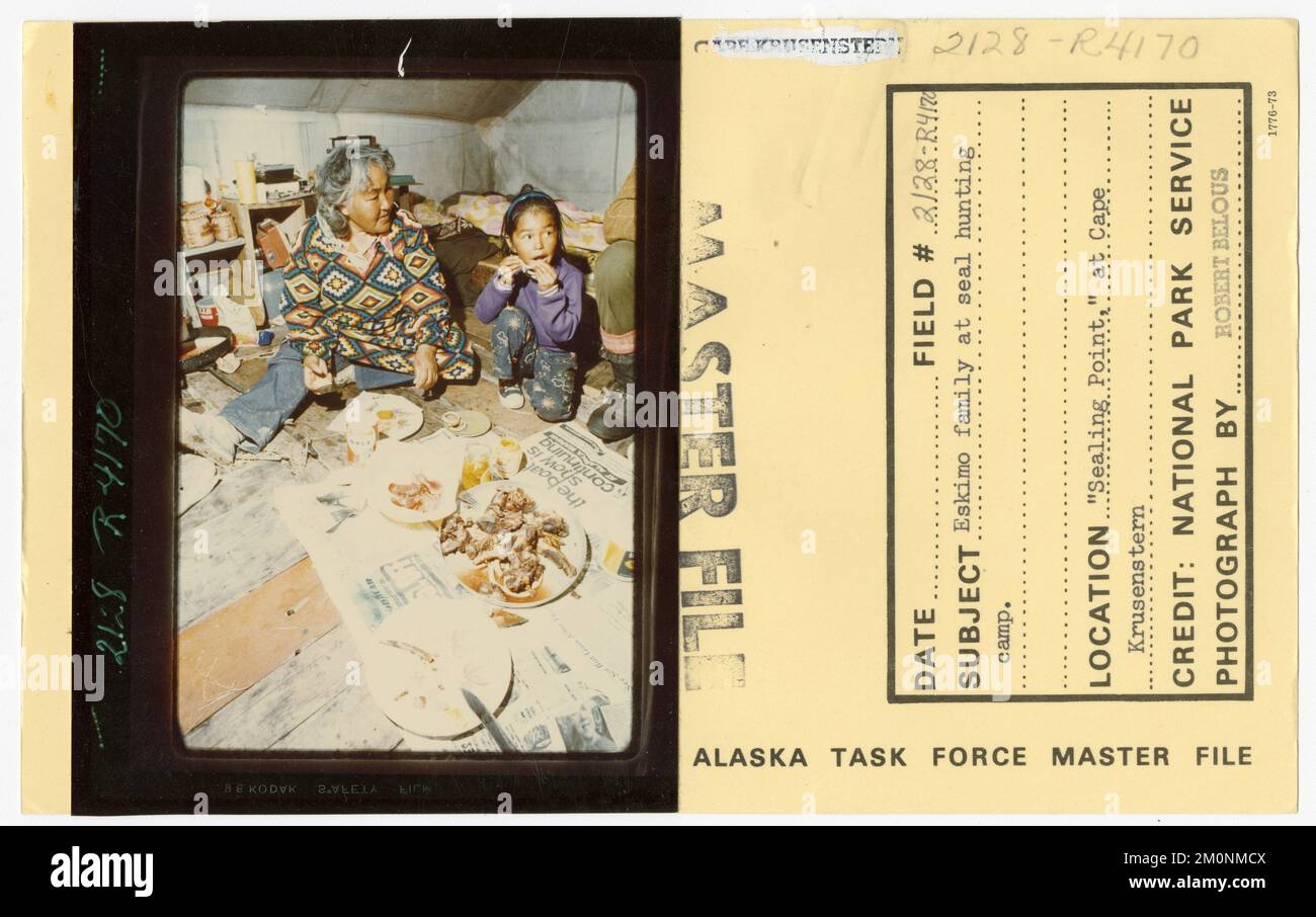Eskimo family at seal hunting camp. Alaska Task Force Photographs Stock ...