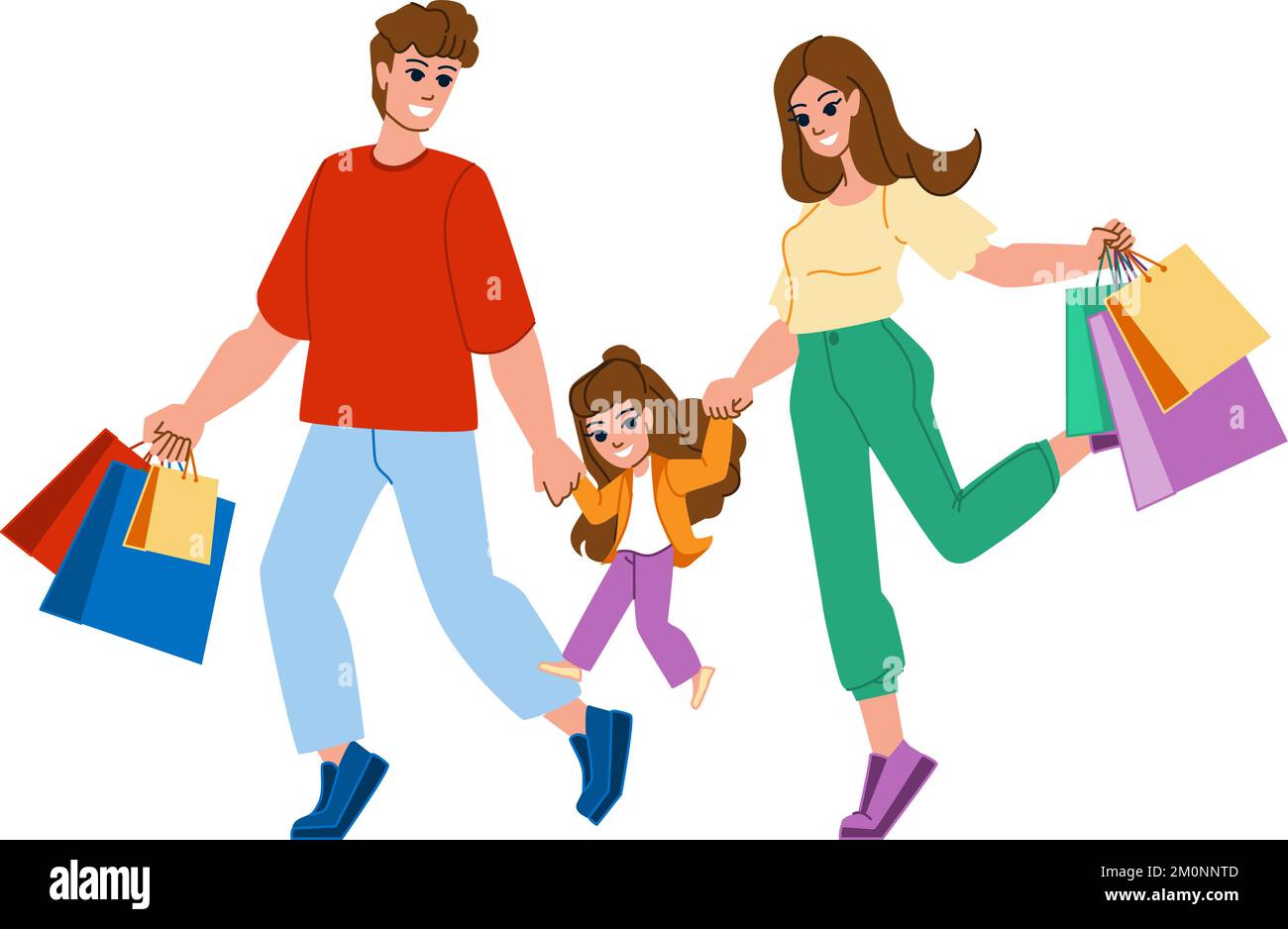 family shopping vector Stock Vector Image & Art - Alamy