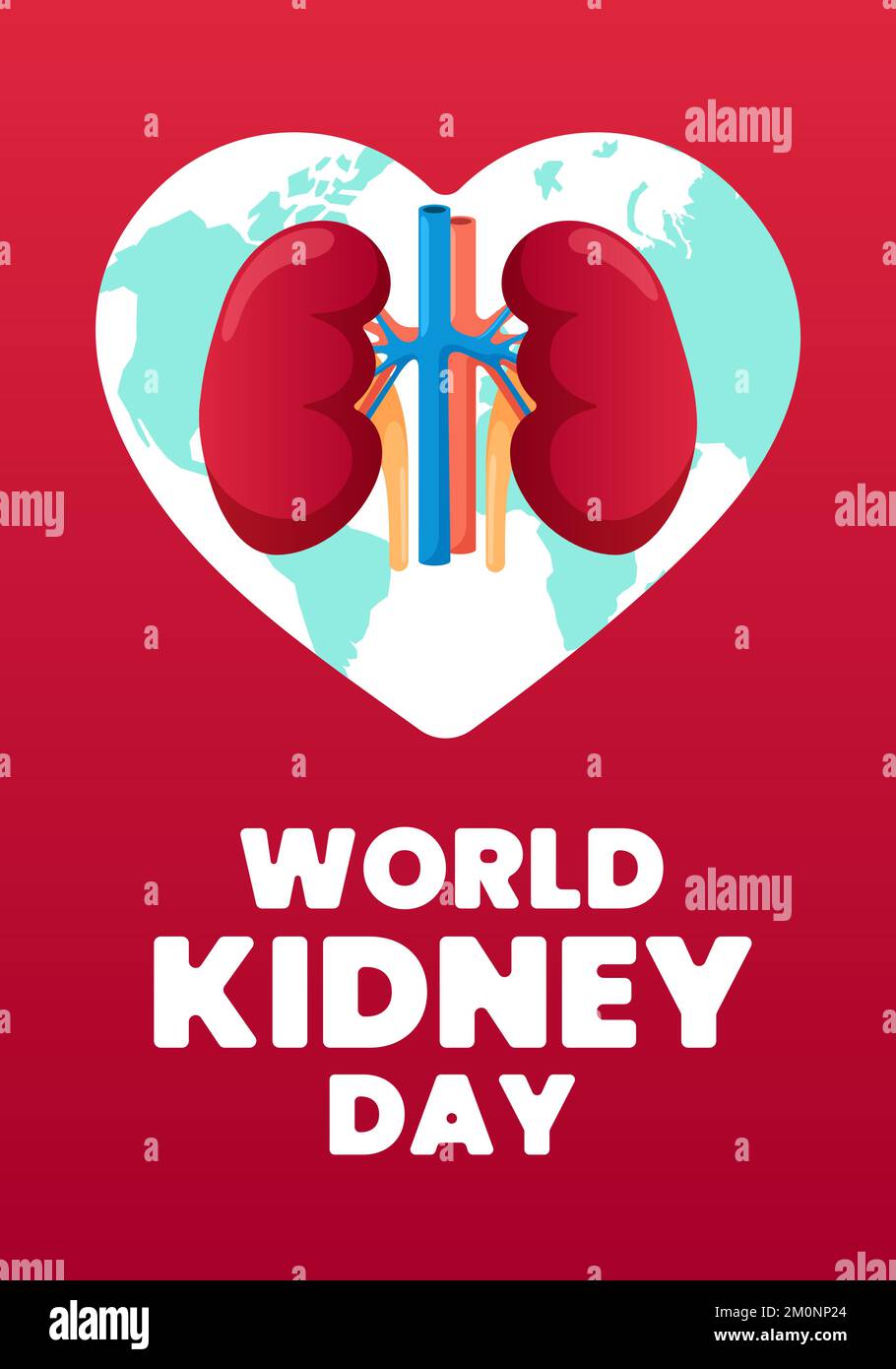 World kidney day vertical poster. International human healthy kidneys care celebration placard ...