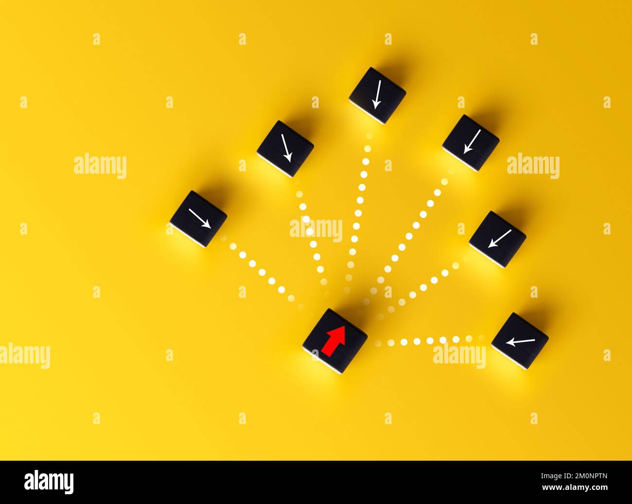 arrow icon on cube wooden block stack with pointing to opposite ...