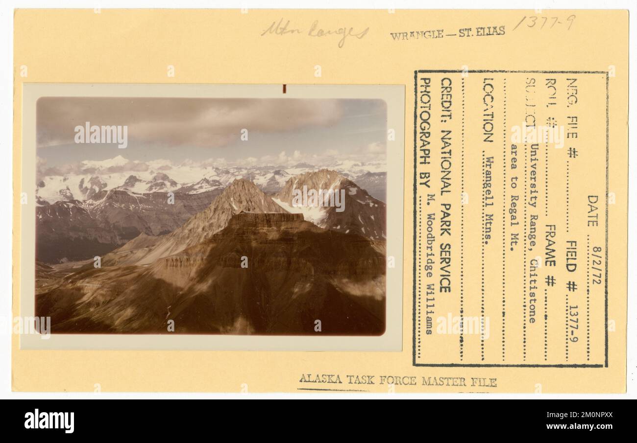 University Range, Chitistone area to Regal Mountain. Alaska Task Force ...