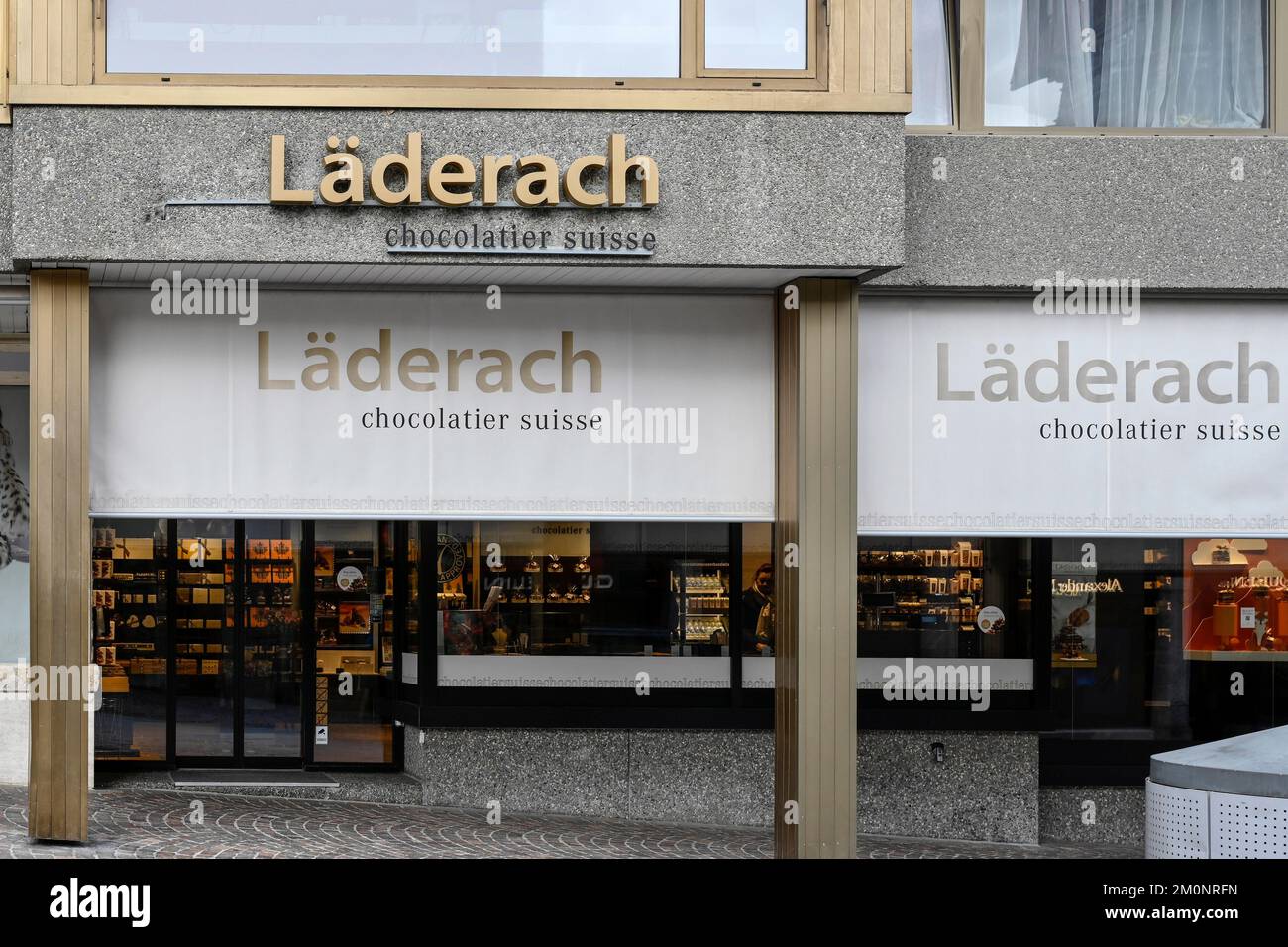 Shop window Läderach Chocolatier, St. Moritz, Switzerland, Europe Stock ...