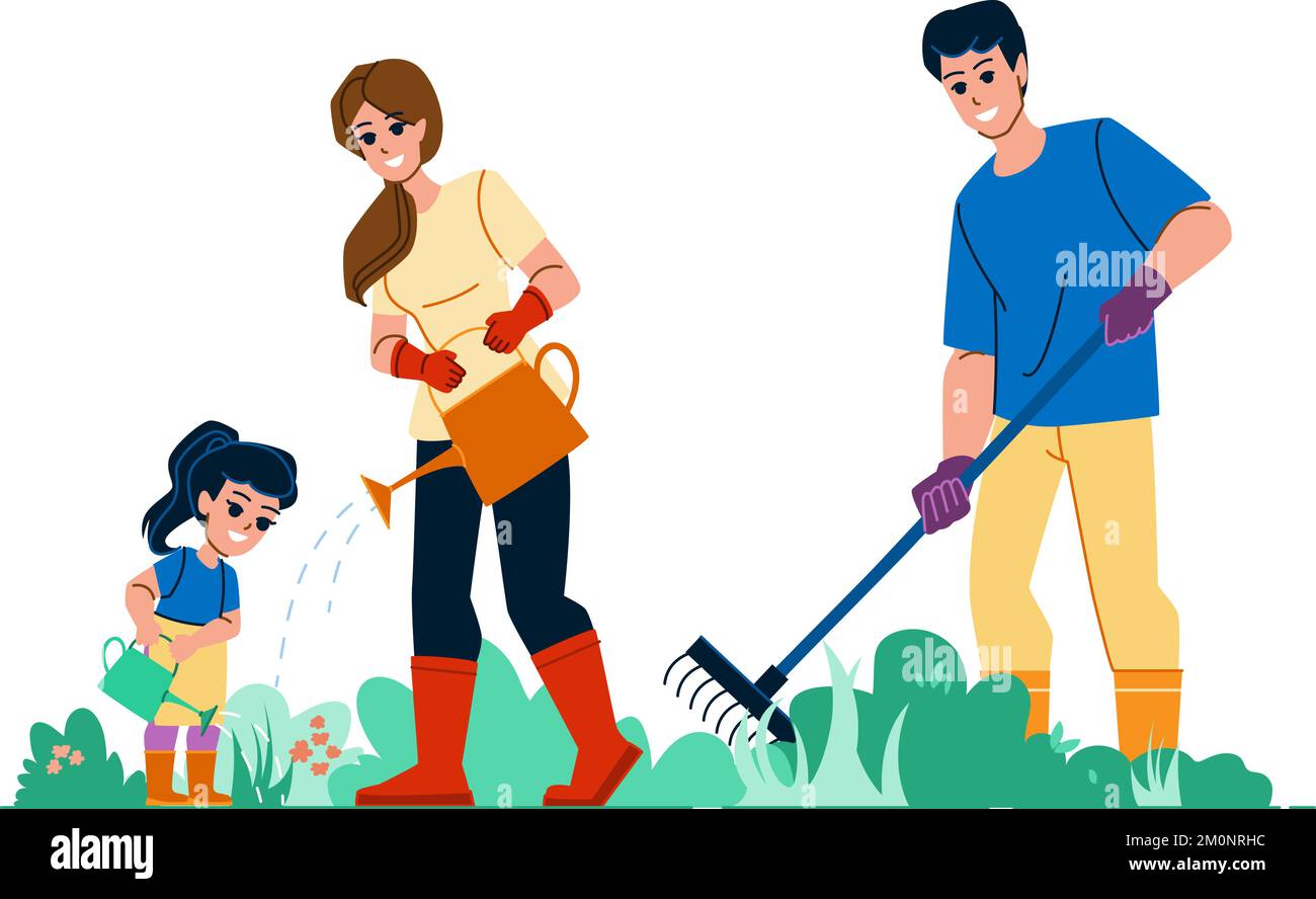 family yard work vector Stock Vector Image & Art - Alamy