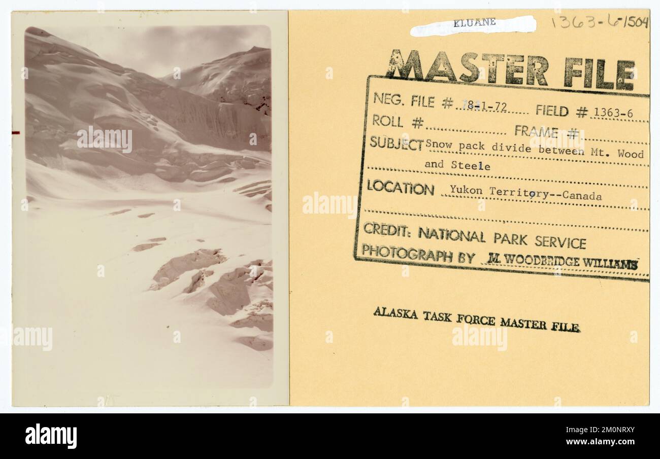 Snow pack divide between Mount Wood and Steele. Alaska Task Force ...