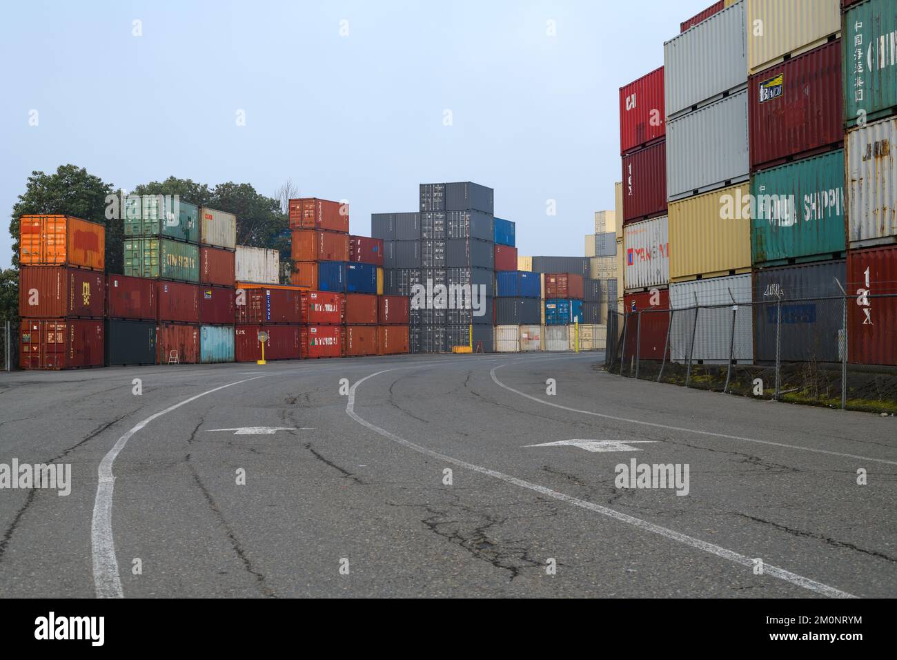 Seattle - March 06, 2022; Multi lane road passing between stacked ...