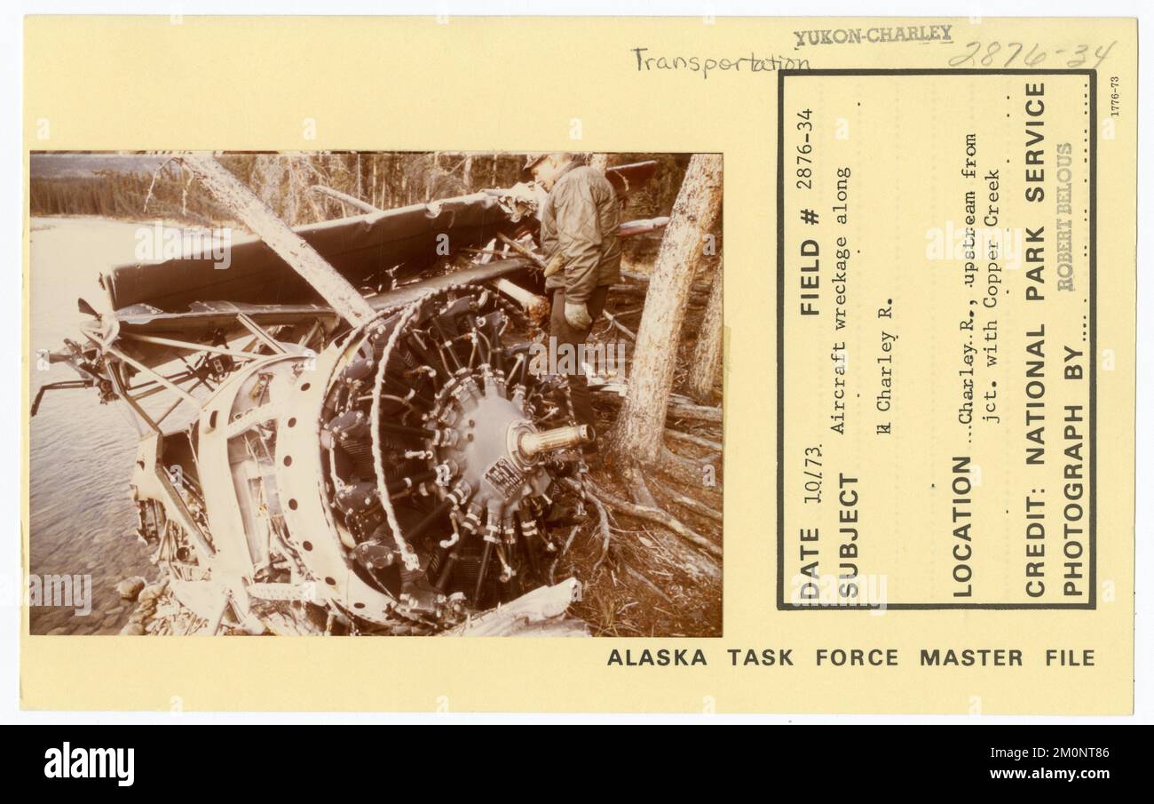Aircraft wreckage along Charley River. Alaska Task Force Photographs ...