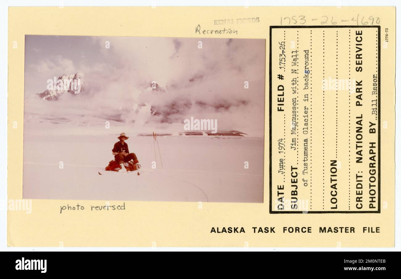 Jim Magnusson with N Wall of Tustumena Glacier in background. Alaska ...