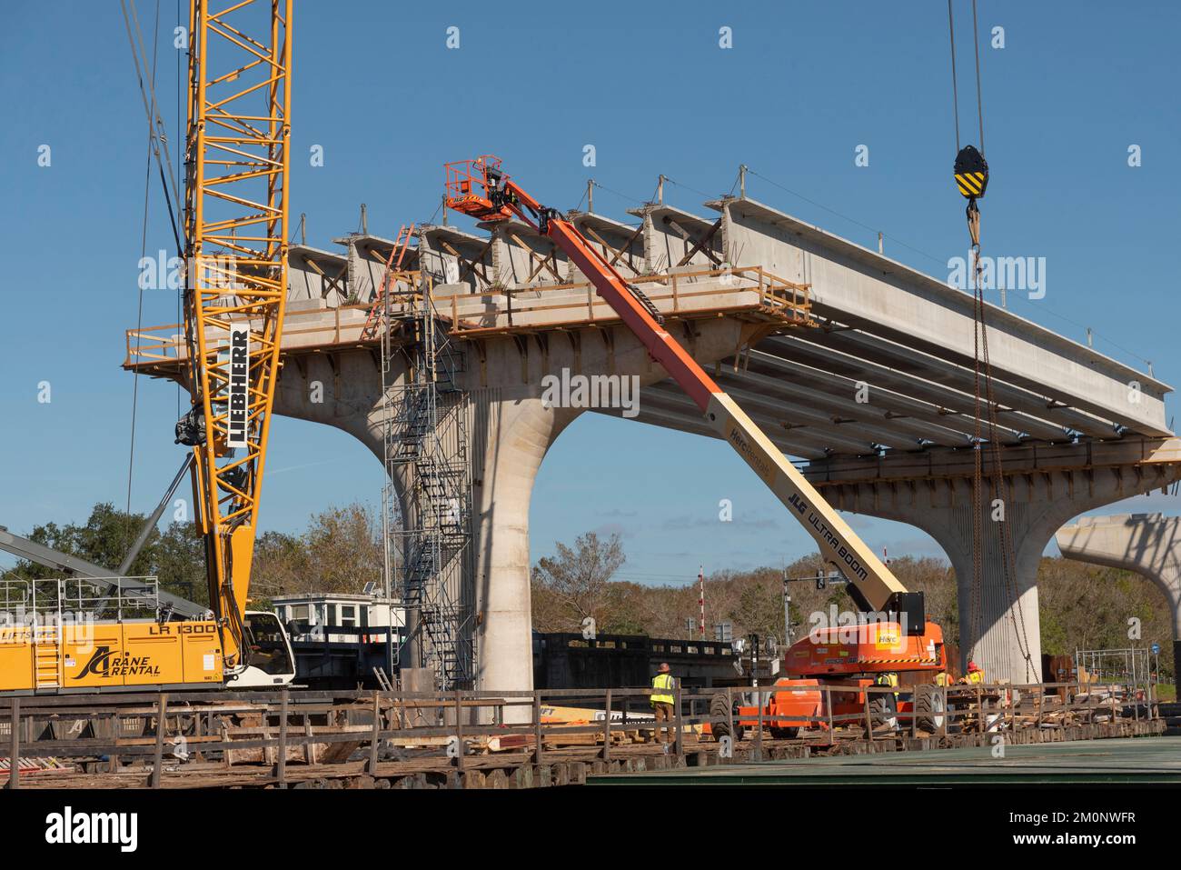 DeLand, Florida, USA. 2022. Construction work to build a new concrete ...