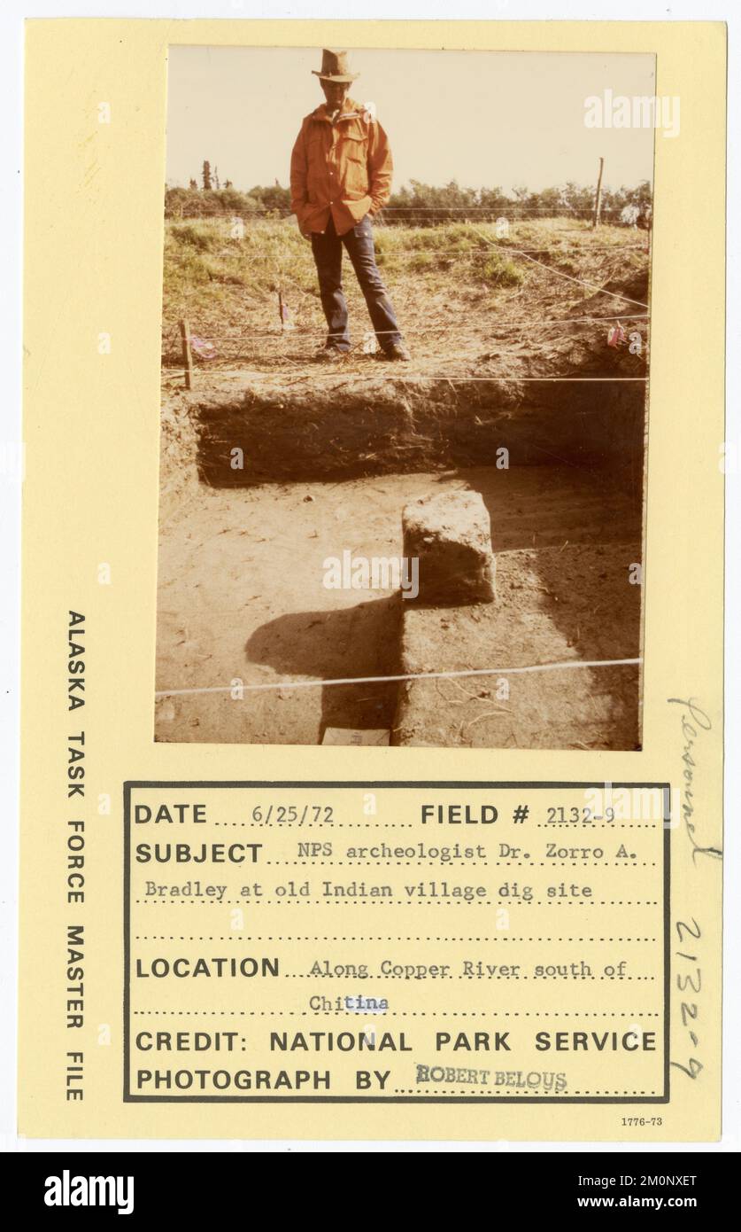 NPS archeologist Zorro A. Bradley at old Indian village dig site ...