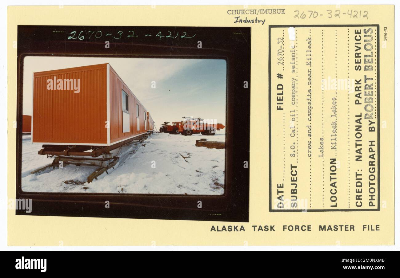 S. O. Cal oil company seismic crew and campsite near Killeak Lakes ...