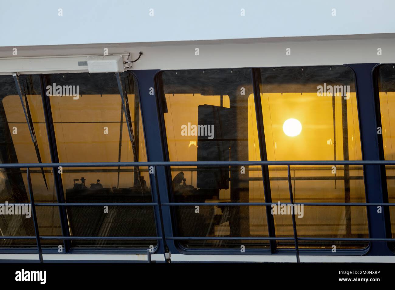 Command bridge of a cruise ship during sunset Stock Photo - Alamy