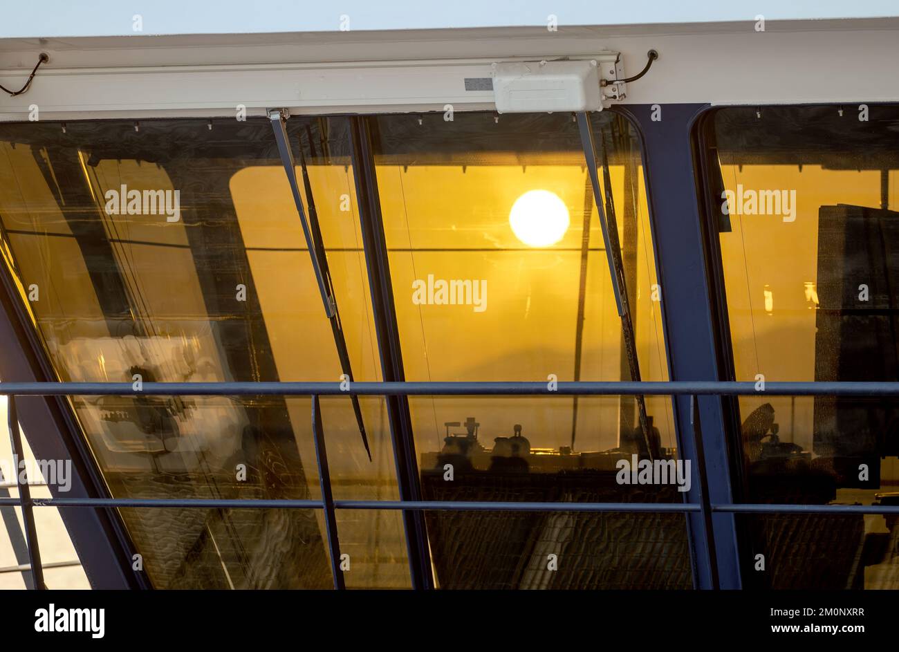 Command bridge of a cruise ship during sunset Stock Photo - Alamy