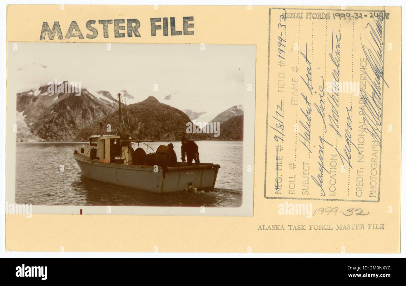 Halibut boat laying line. Alaska Task Force Photographs Stock Photo - Alamy