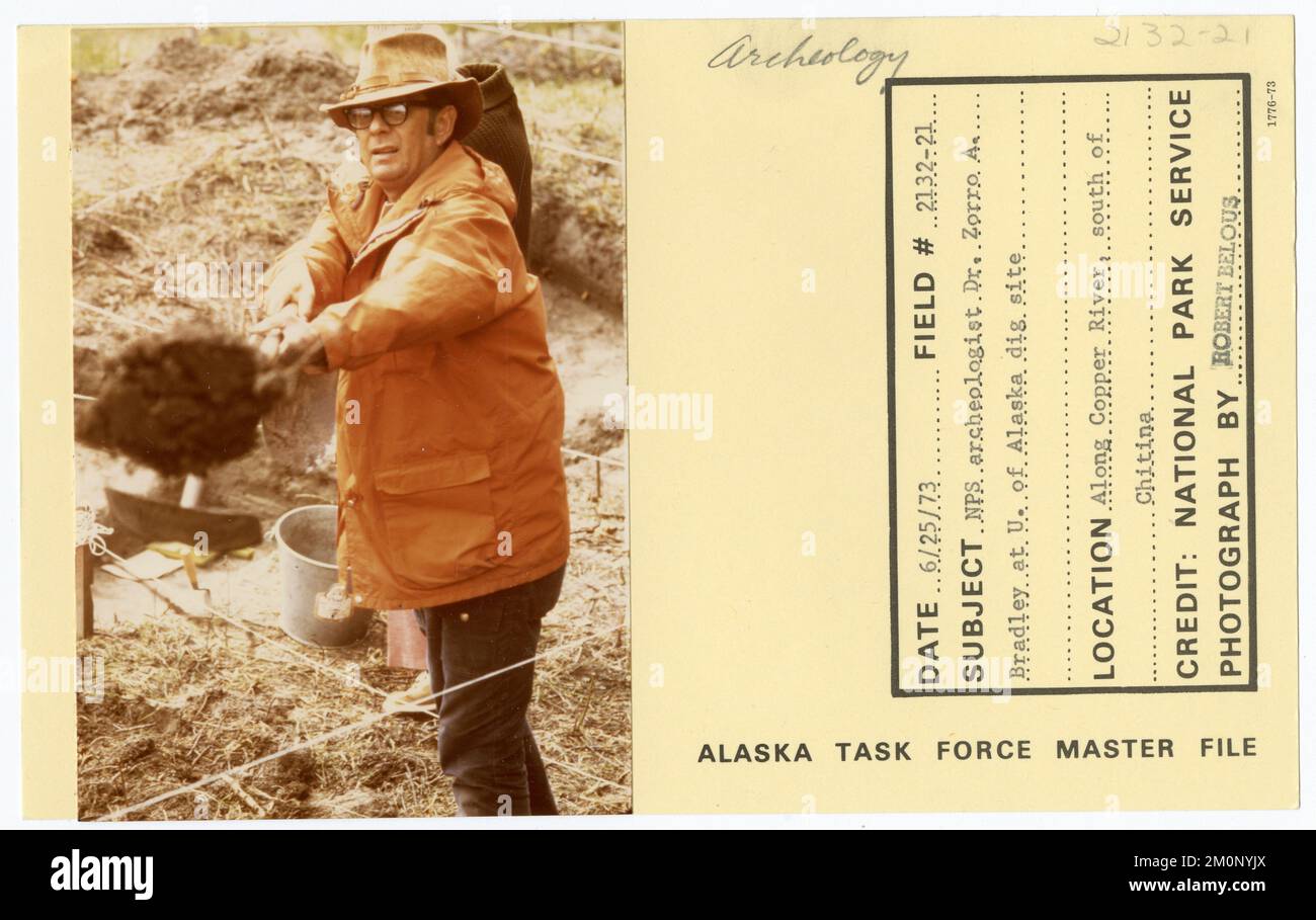 NPS archeologist Dr. Zorro A. Bradley at U of Alaska dig site. Alaska ...