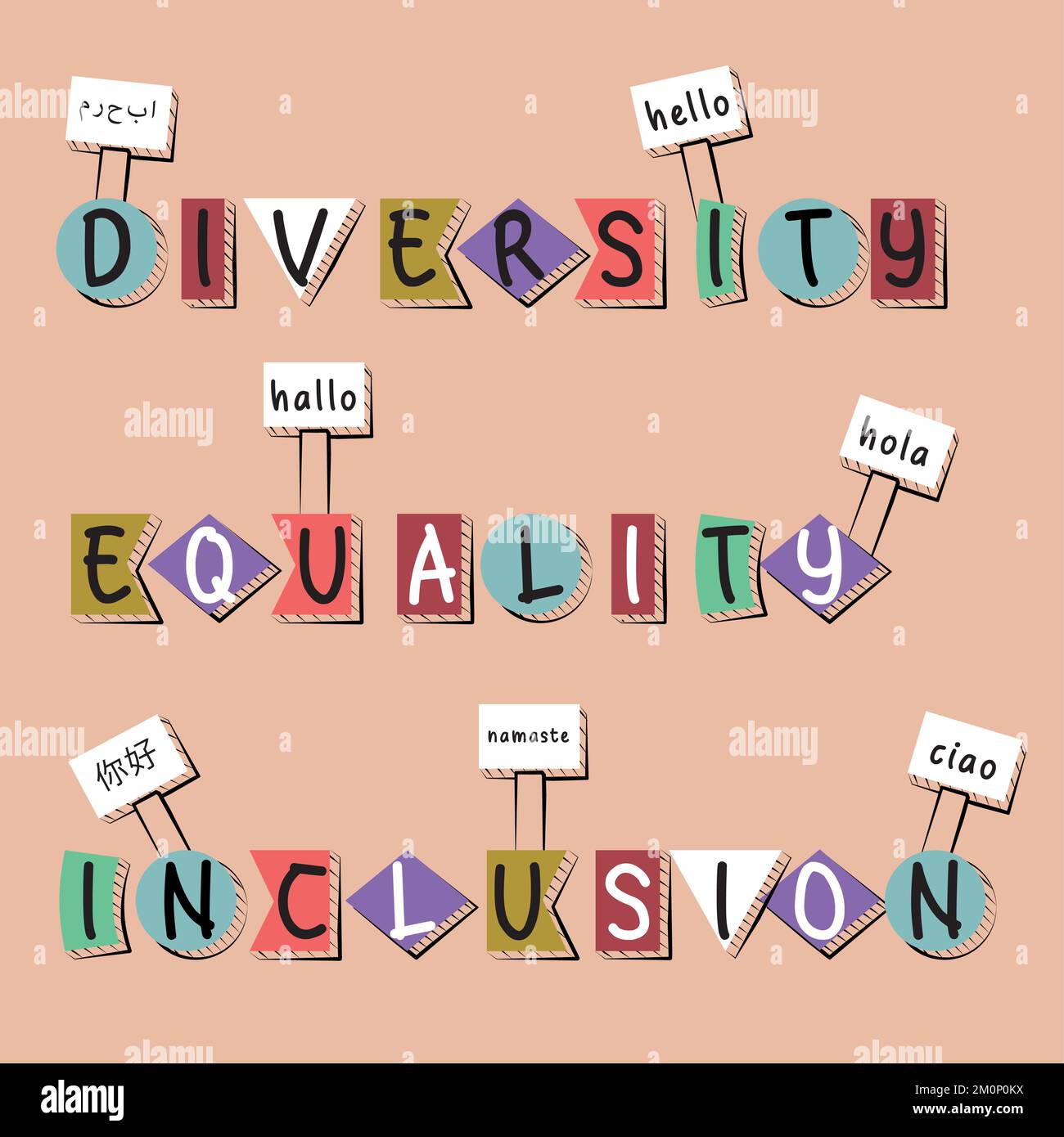 Diversity equality and inclusion cut text concept Vector Stock Vector ...