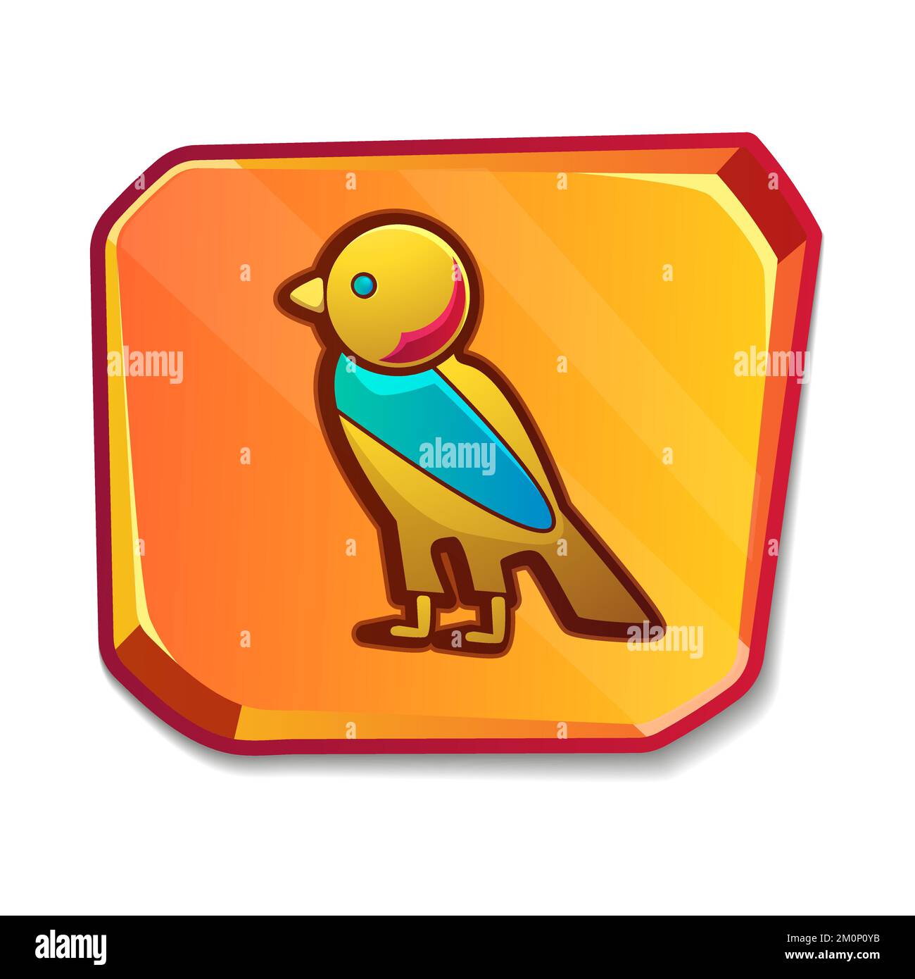 Cartoon Stone Board Or Blank Clay Tablet With Golden Egyptian Bird Culture Religious Sacred Old