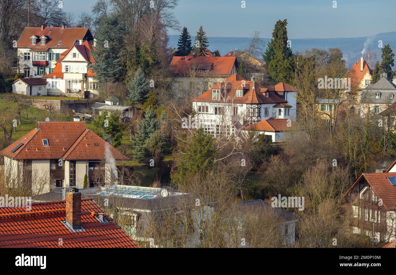 Scenic aerial view of the old city at sunset. Bamberg. Bavaria Germany ...