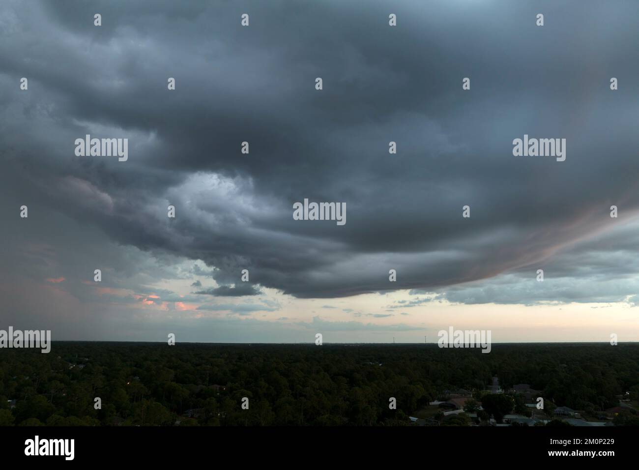 Landscape of dark ominous clouds forming on stormy sky before heavy ...